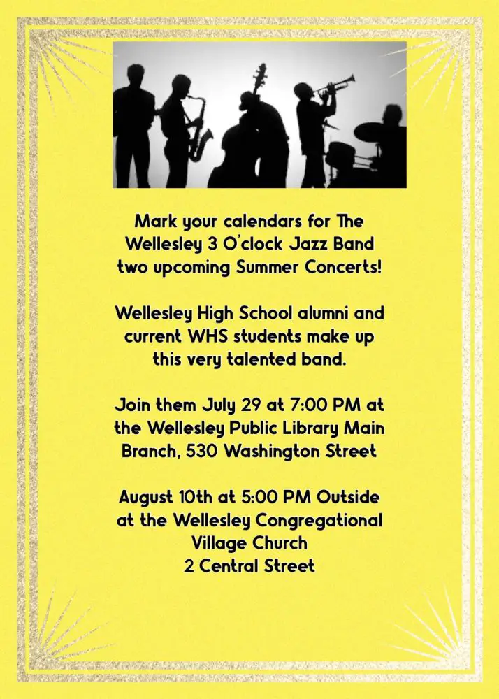 Wellesley High students & alums to perform 3 O'clock Jazz Band concerts - The Swellesley Report